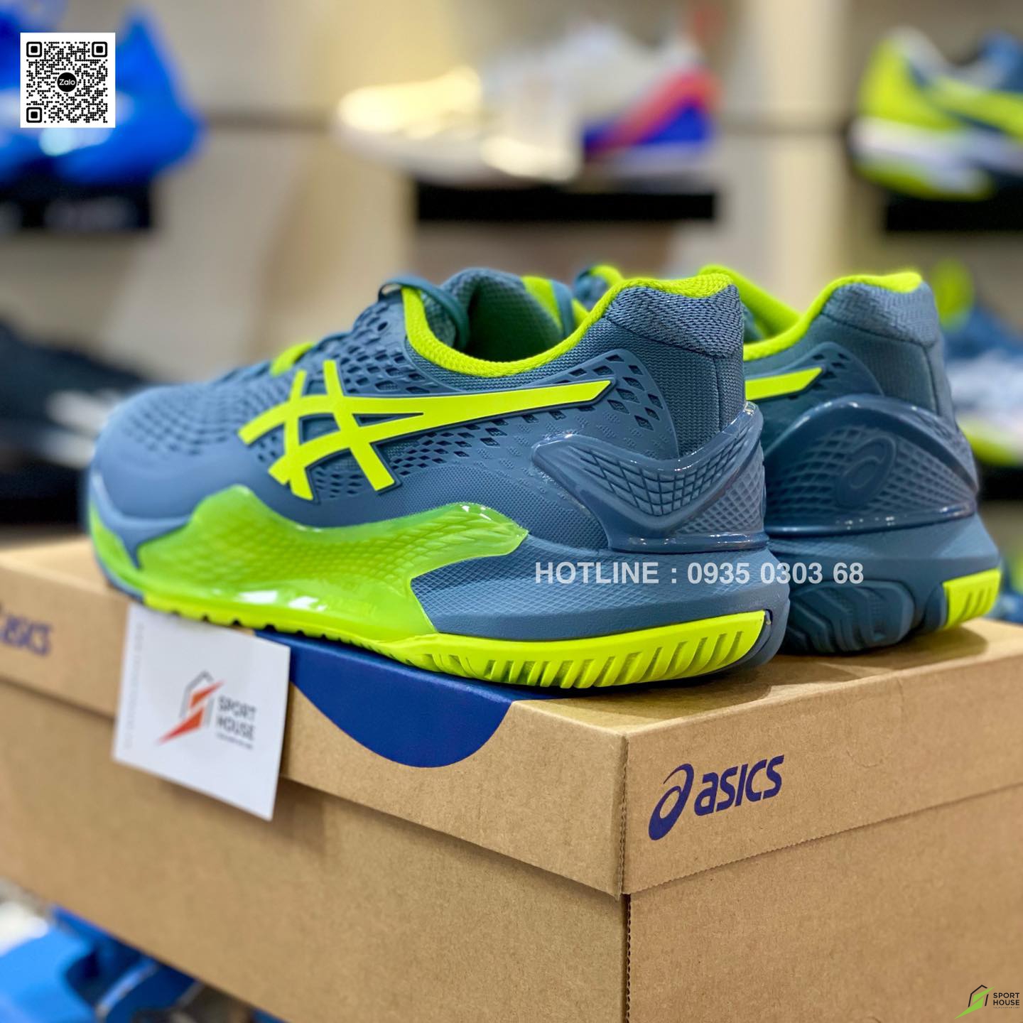 Giày Tennis Asics Gel Resolution 9 Steel Blue/Green (1041A330.400)